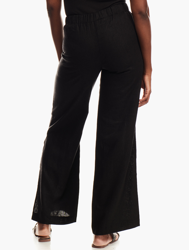 MyRunway | Shop Forever 21 Black Linen-Blend Wide-Leg Pants for Women from MyRunway.co.za